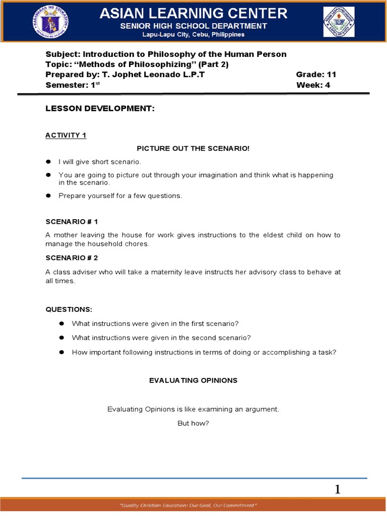 Intro To Philo Week 4 | PDF | Essays | Argument