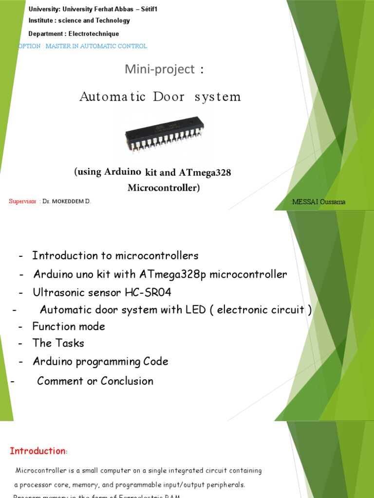 Automa T Ic Door S Ys T Em: Mini-Project | PDF | Microcontroller ...