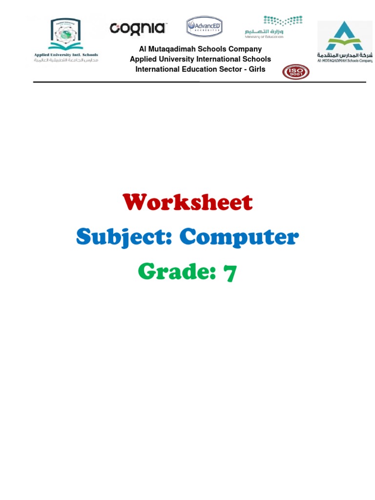 Grade 7 Computer Worksheet: Binary System | PDF