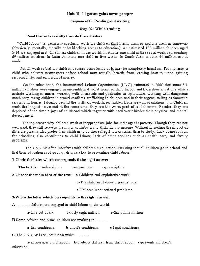 Child Labour Lesson | PDF | Child Labour | Childhood