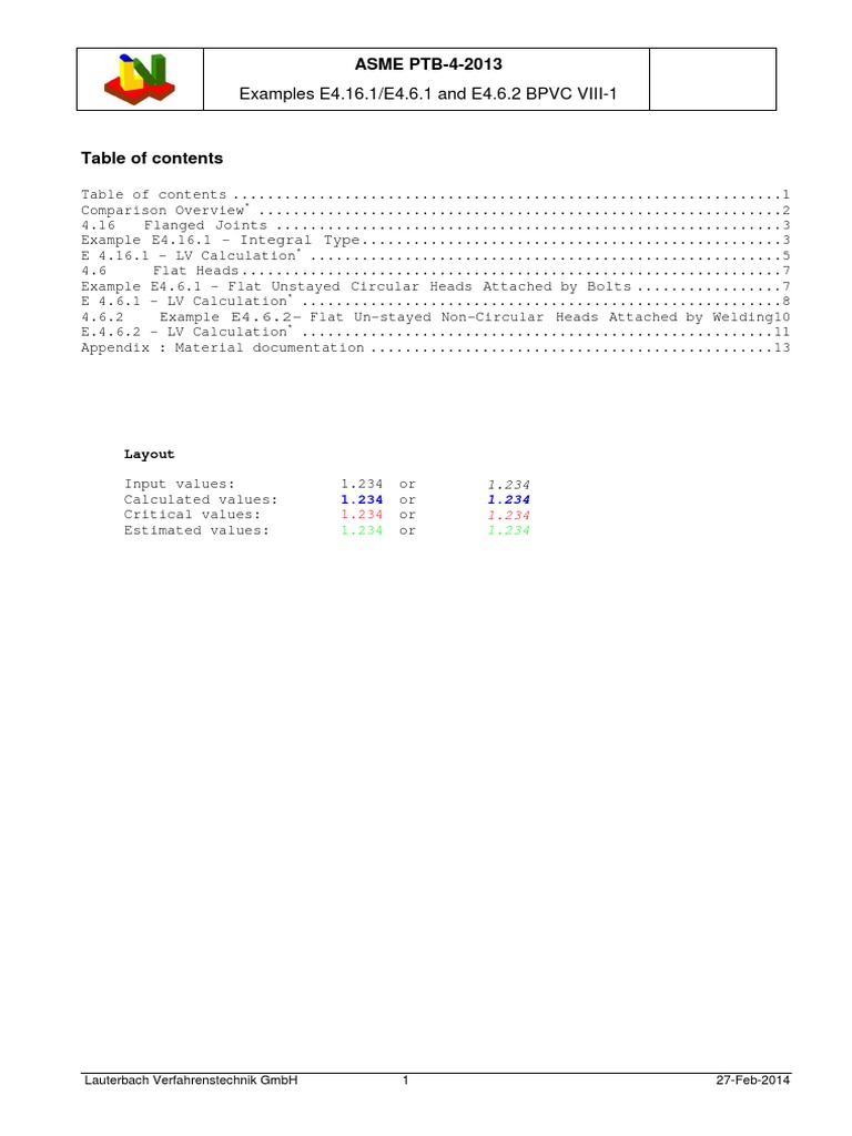 Examples E4.16.1/E4.6.1 and E4.6.2 BPVC VIII-1: ASME PTB-4-2013 | PDF ...