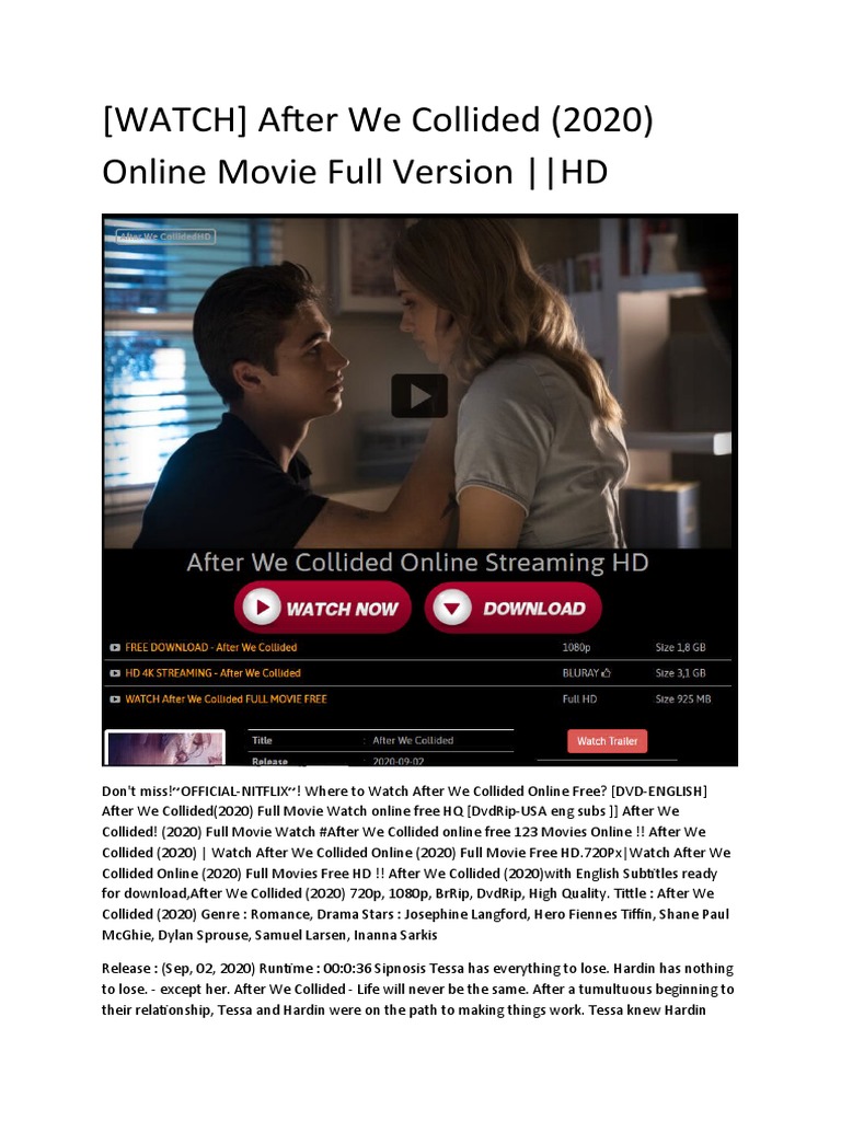 (WATCH) After We Collided (2020) Online Movie Full Version - HD | PDF