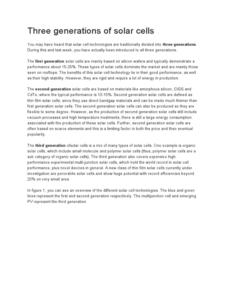 Three Generations of Solar Cells | PDF | Solar Cell | Photovoltaics
