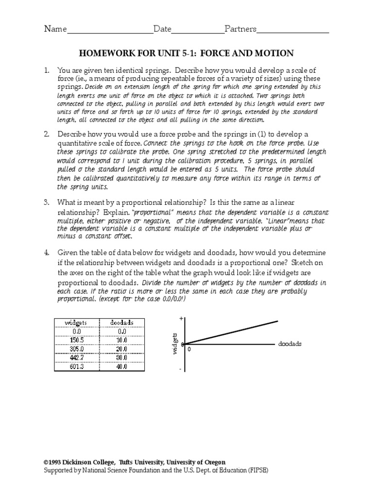 Homework For Unit 5-1: Force and Motion: Name Date Partners | Download Free PDF | Rotation ...