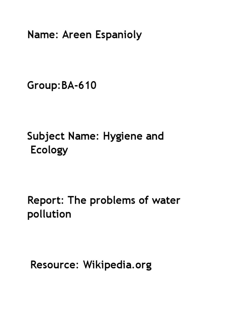 Name: Areen Espanioly | PDF | Water Pollution | Groundwater