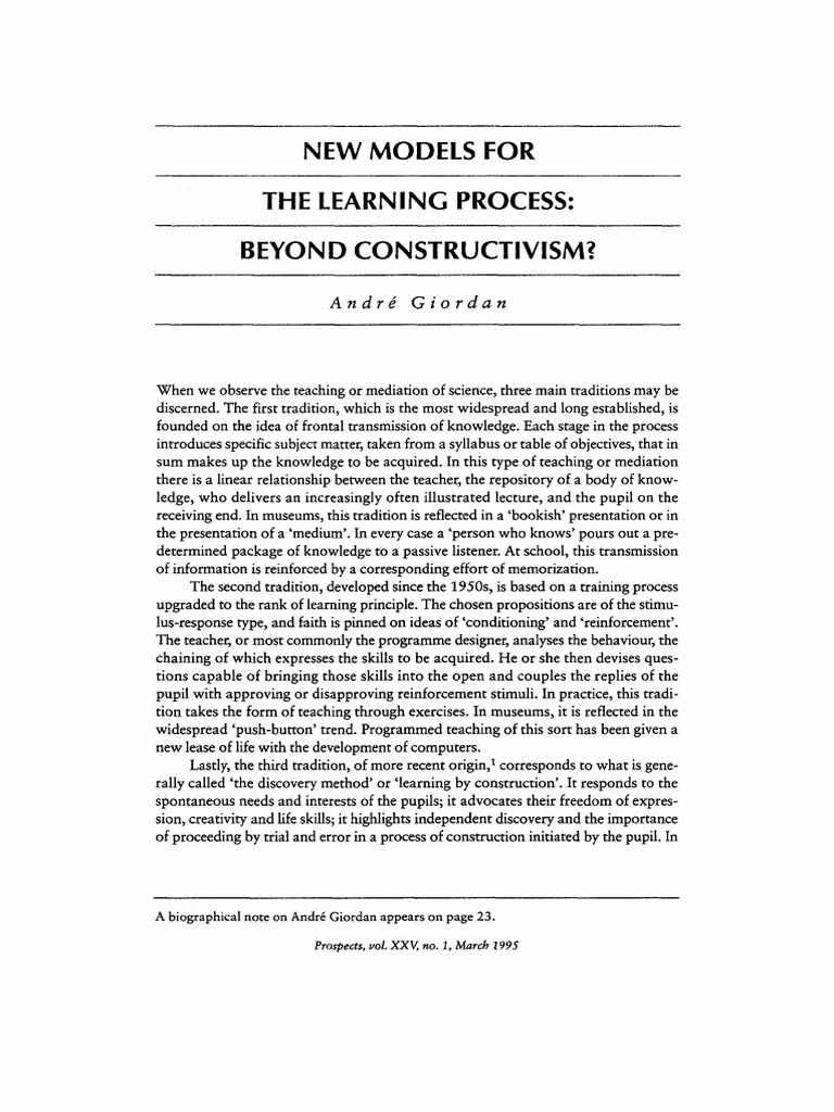 New Models For The Learning Process: Beyond Constructivism? | PDF | Constructivism (Philosophy ...
