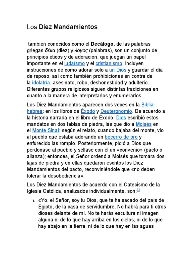 Los 10 Mandamientos | PDF | Diez Mandamientos | Gente de la Torá