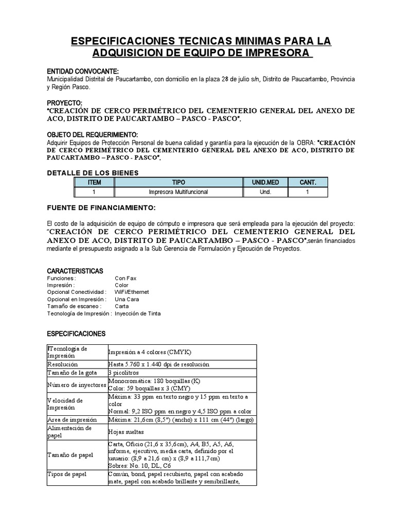 TDR - Equipo de Impresora | PDF | Escáner de imagen | Impresora (Computación)