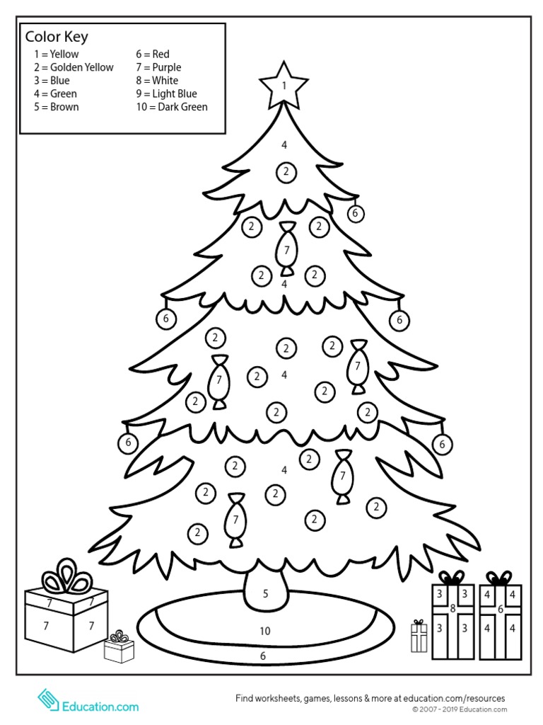 Color by Number Christmas Tree | PDF | Yellow | Green