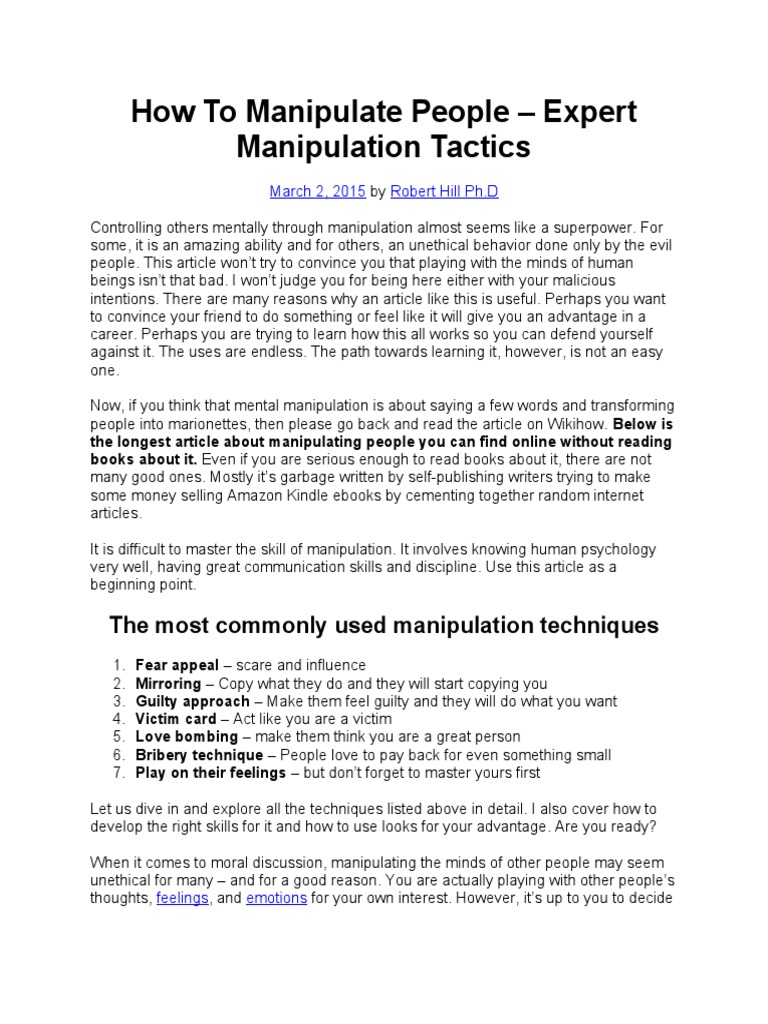 How To Manipulate People - Expert Manipulation Tactics: The Most ...