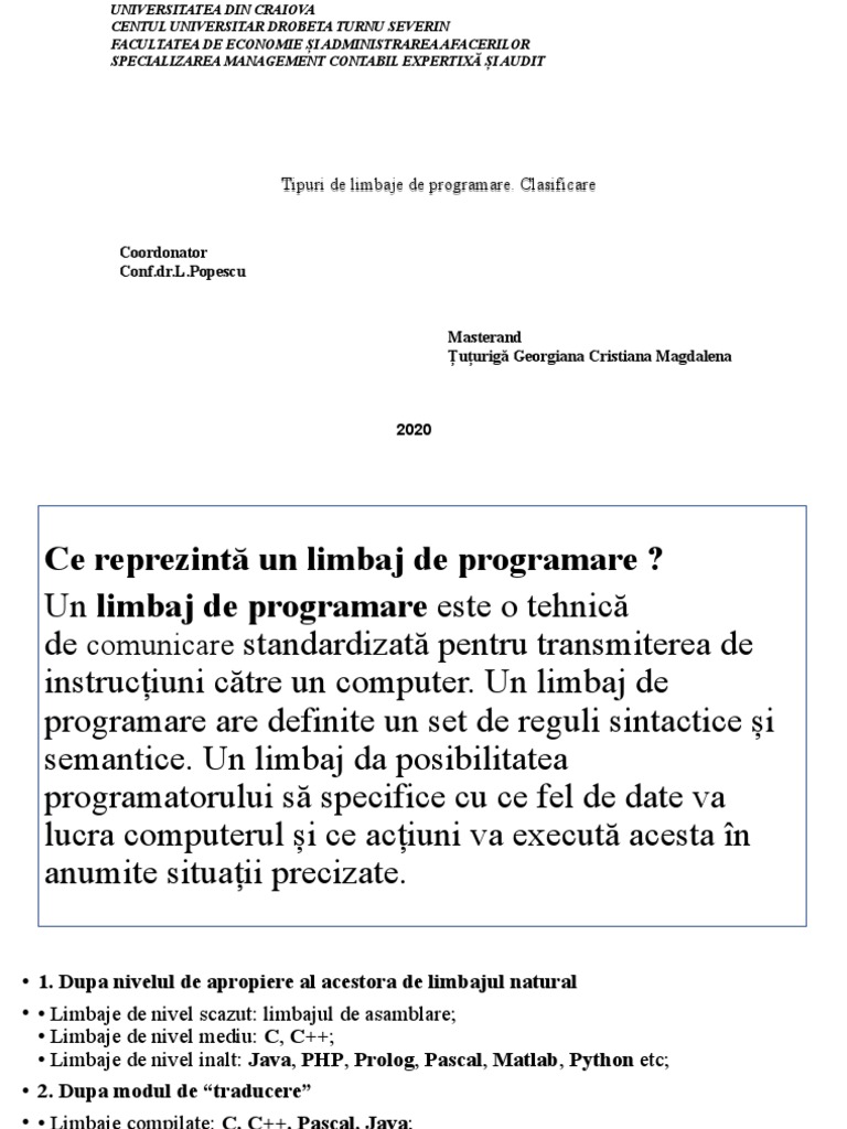 Tipuri de Limbaje de Programare | PDF