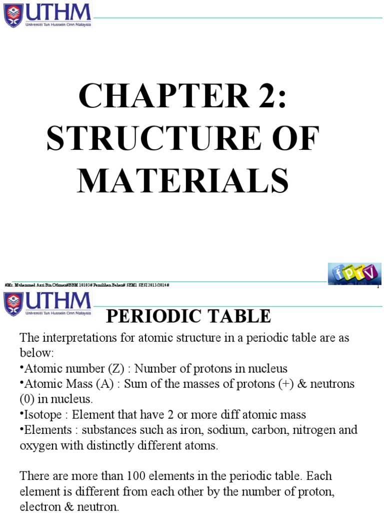 Ch2 - BBM 10103 Material Structure | PDF | Ionic Bonding | Chemical Bond