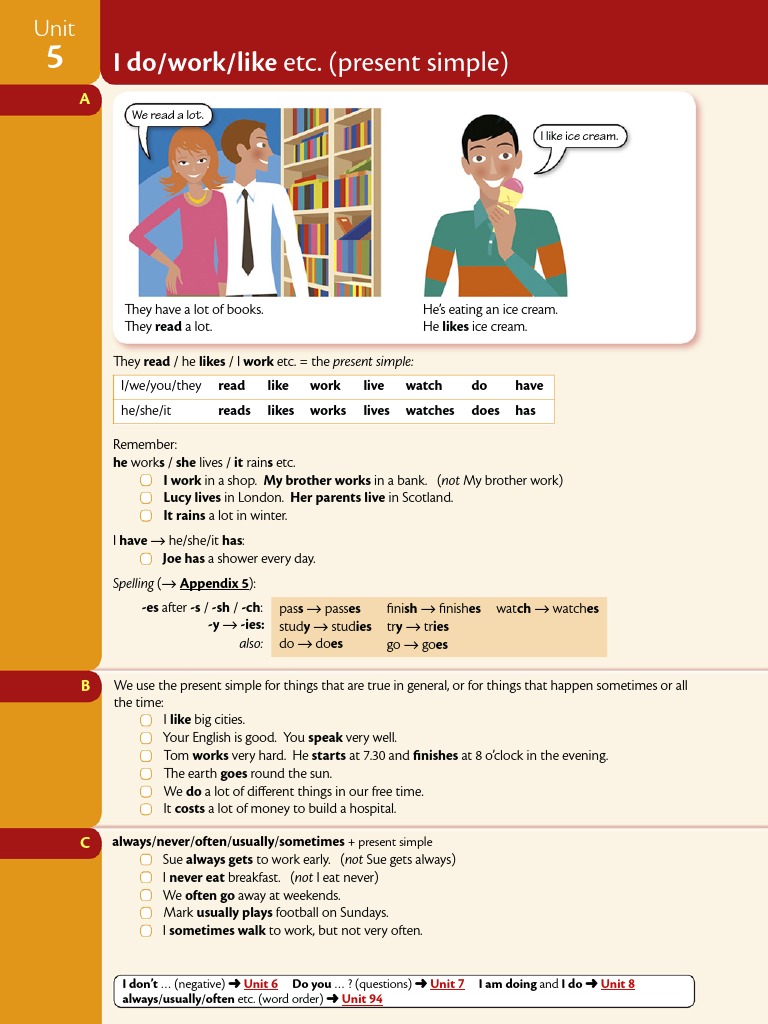 I Do/work/like Etc. (Present Simple) : We Read A Lot. I Like Ice Cream ...