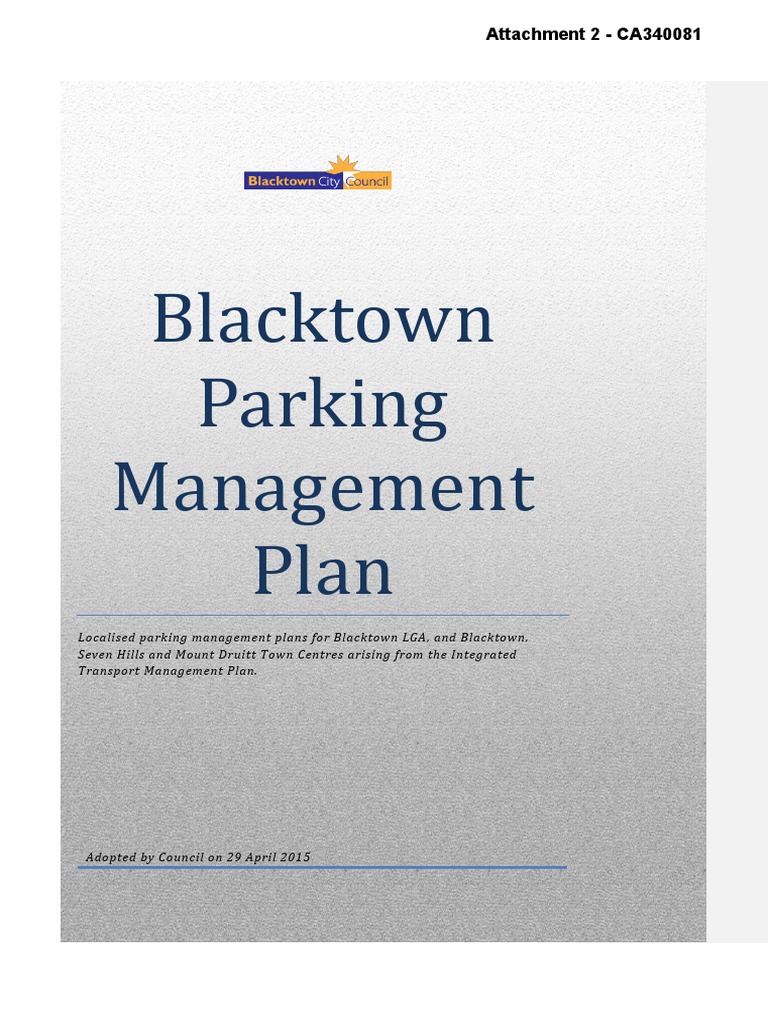 Blacktown Parking Management Plan: Attachment 2 - CA340081 | PDF ...