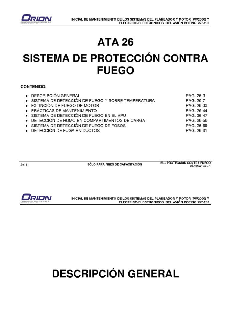 Sistema de Detección de Fuego ATA 26 | PDF | Avión | Boeing