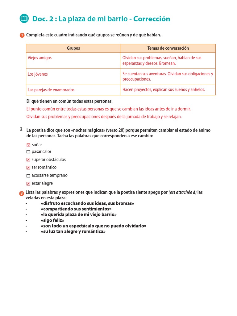 La Plaza de Mi Barrio - CORRECCION | PDF