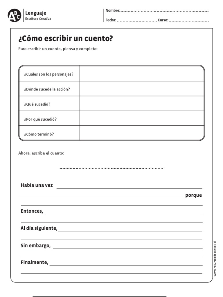 Plantilla para Escribir Cuentos Infantiles | PDF