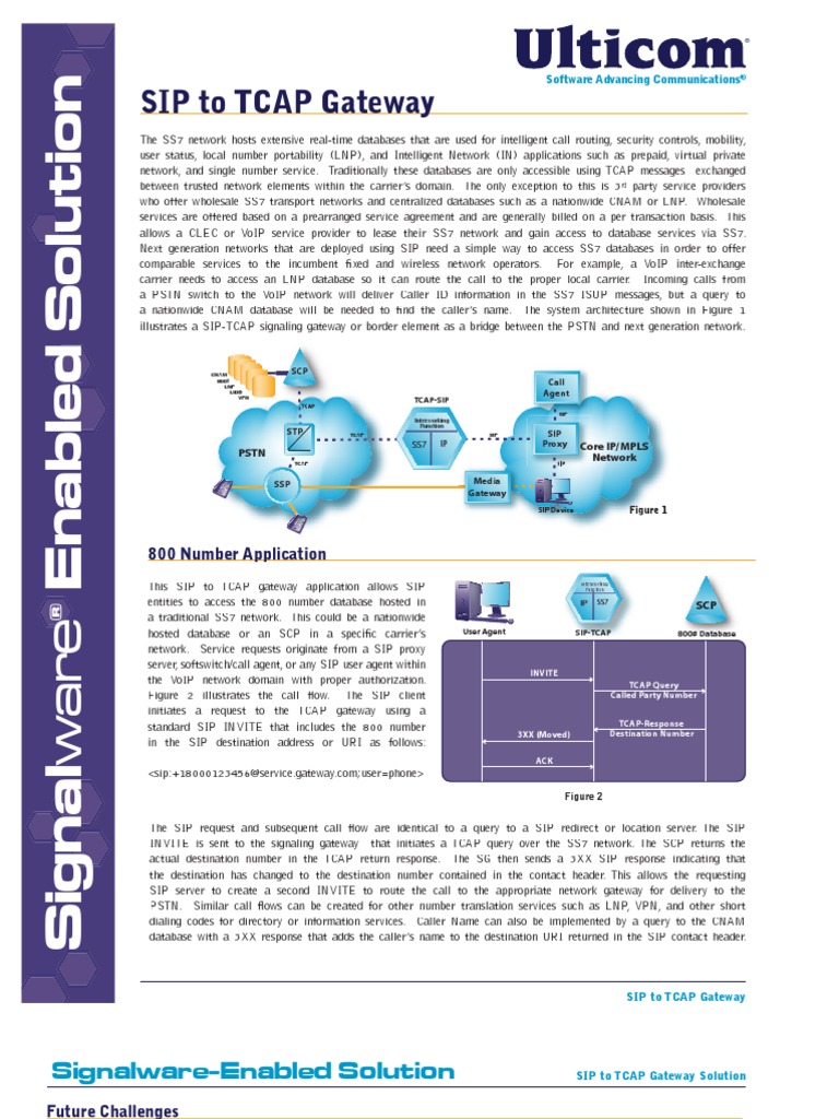 SIP To TCAP Gateway | PDF | Session Initiation Protocol | Voice Over Ip