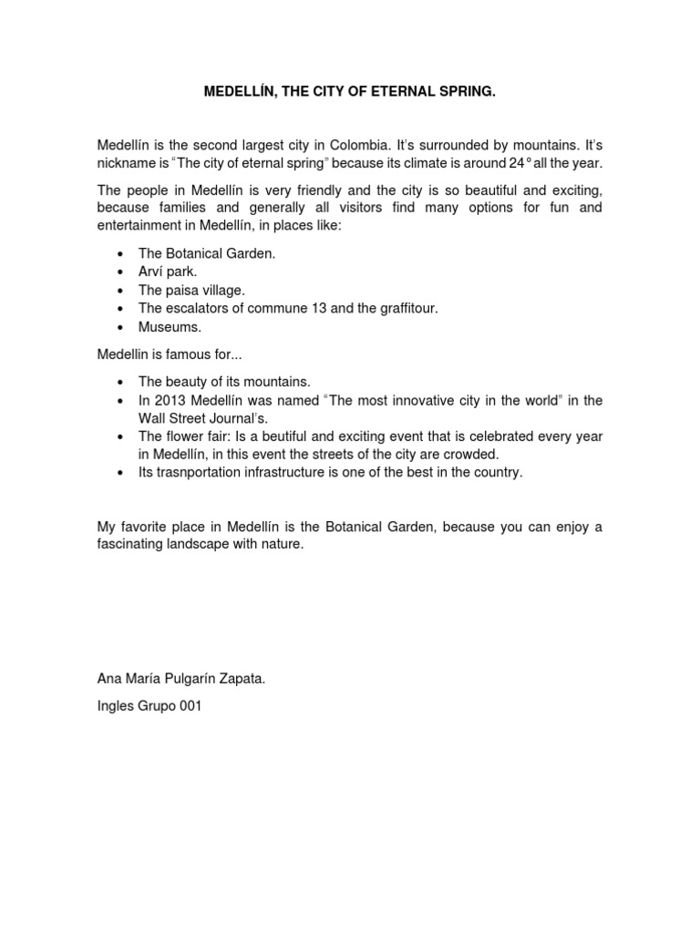 Writing About My City | PDF