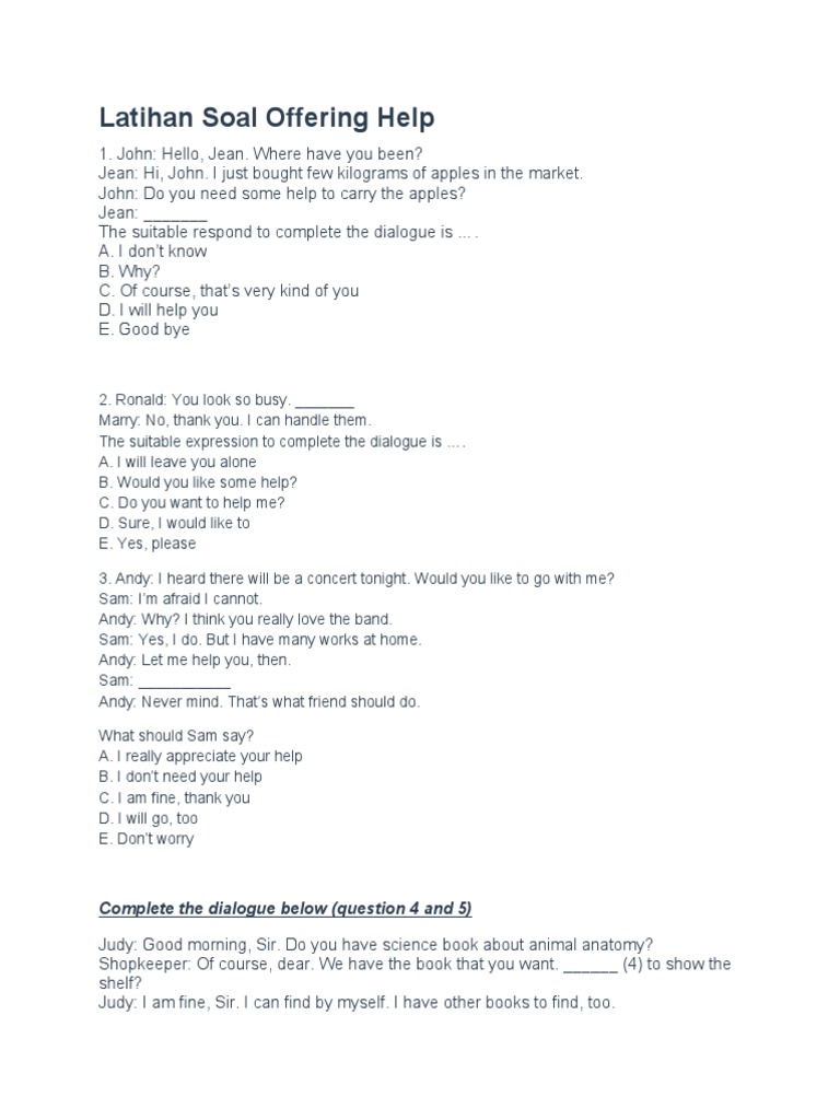 Latihan Offering Help Minggu Ke 3 | PDF | Language Arts & Discipline