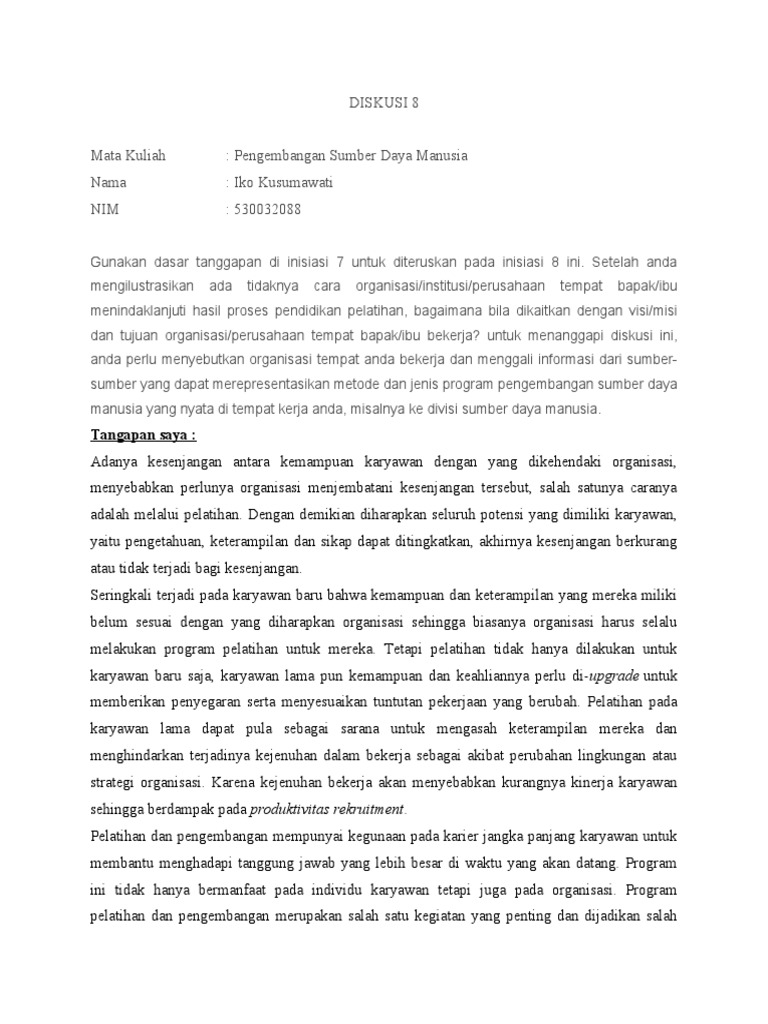 DISKUSI 8-Pengemb. SDM | PDF