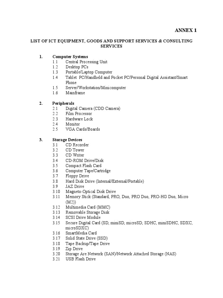 Comprehensive ICT Equipment List | PDF | Cloud Computing | Personal ...