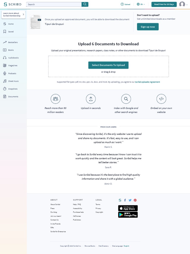 Upload 6 Documents To Download: Tipuri de Grupuri | PDF | Scribd | Multimedia