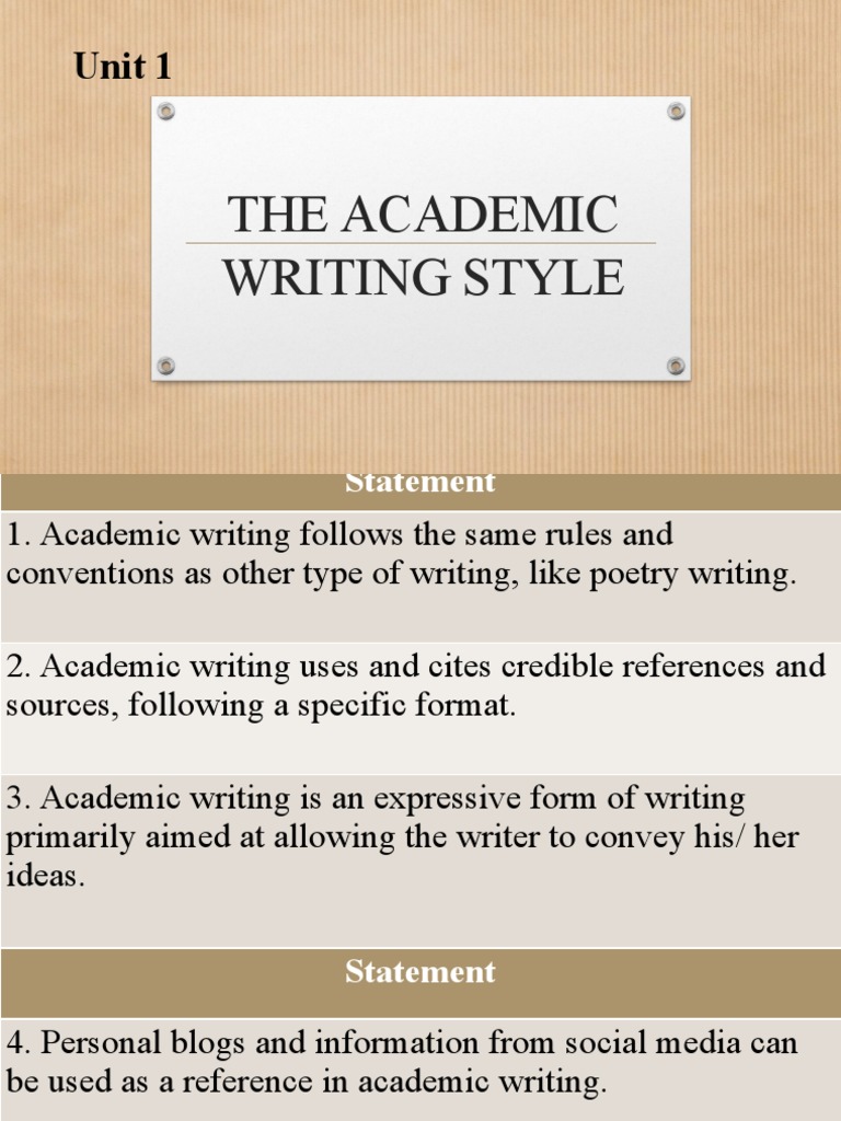 Understanding Academic Writing Styles | PDF | Thesis | Human Communication