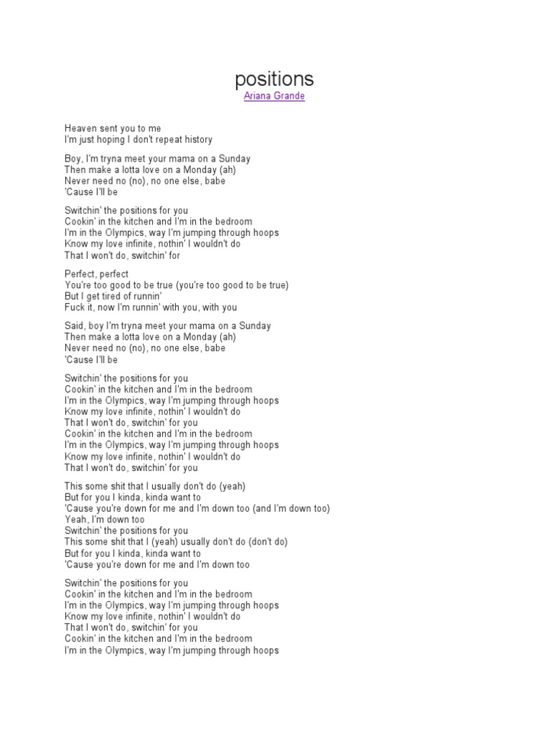 Positions Lyrics | PDF