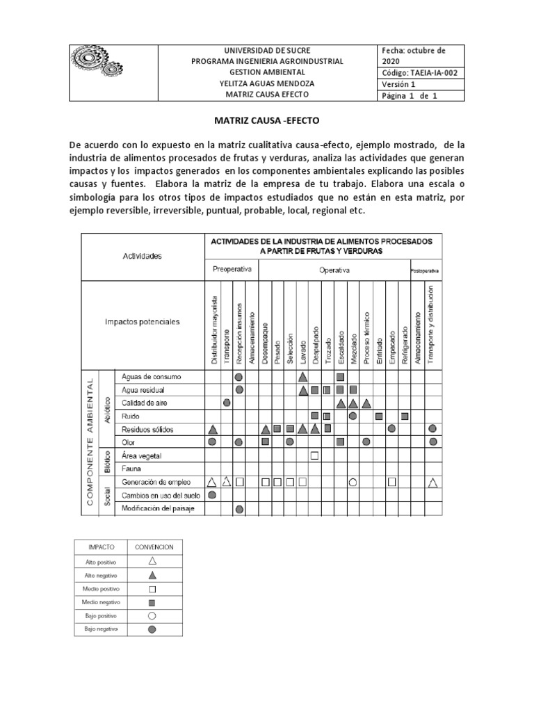 GUIA 3 EIA Matriz Causa Efecto PDF | PDF