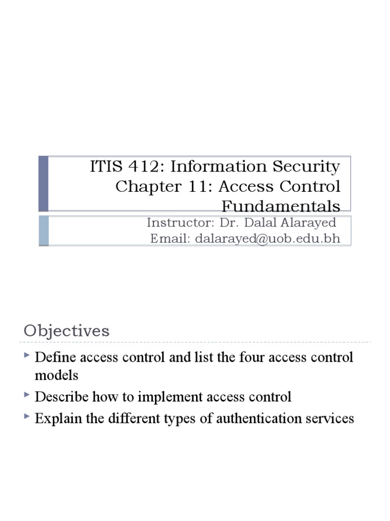 Chapter 11 - Access Control Fundamentals | PDF | Radius | Access Control