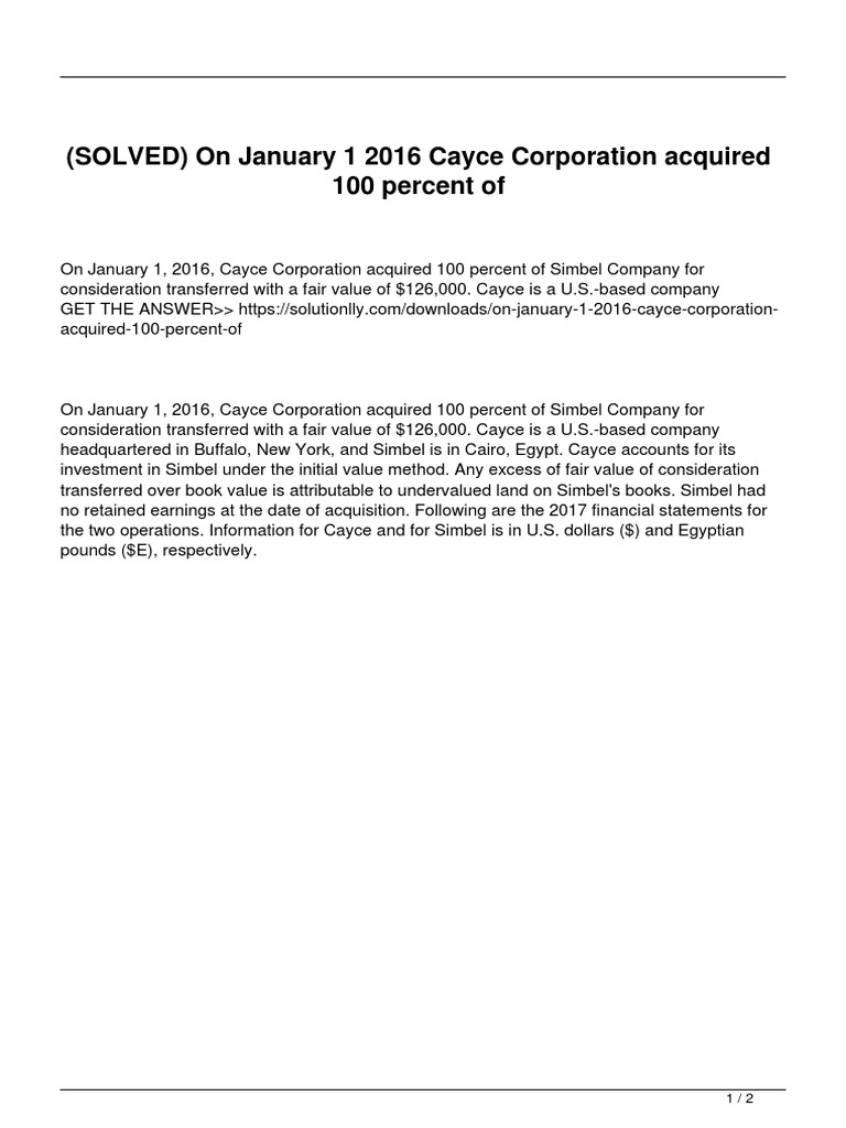 Cayce Corporation Acquires Simbel Company | PDF