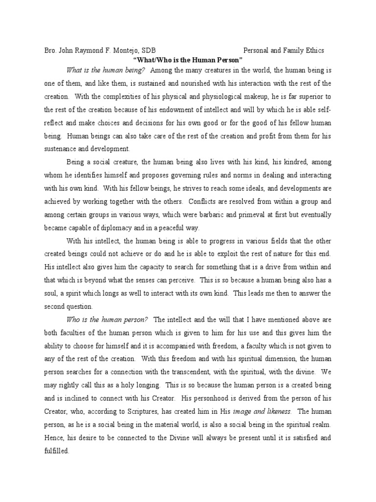 What - Who Is The Human Person | Download Free PDF | Creator Deity | Human