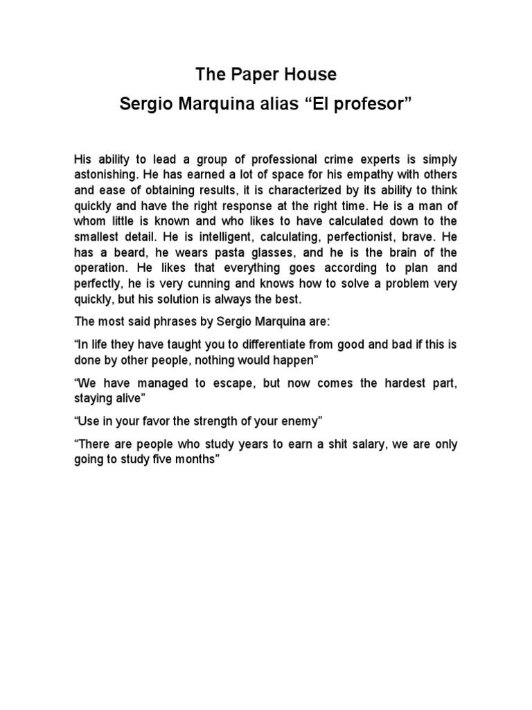 El Profesor: Mastermind of The Paper House | PDF | Self-Improvement