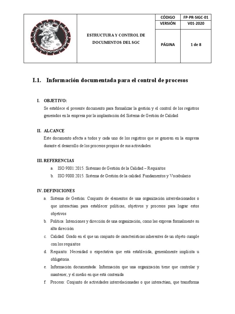 Estructura y Control de Documentos Del SGC Iso 9001 | PDF | Sistema de ...