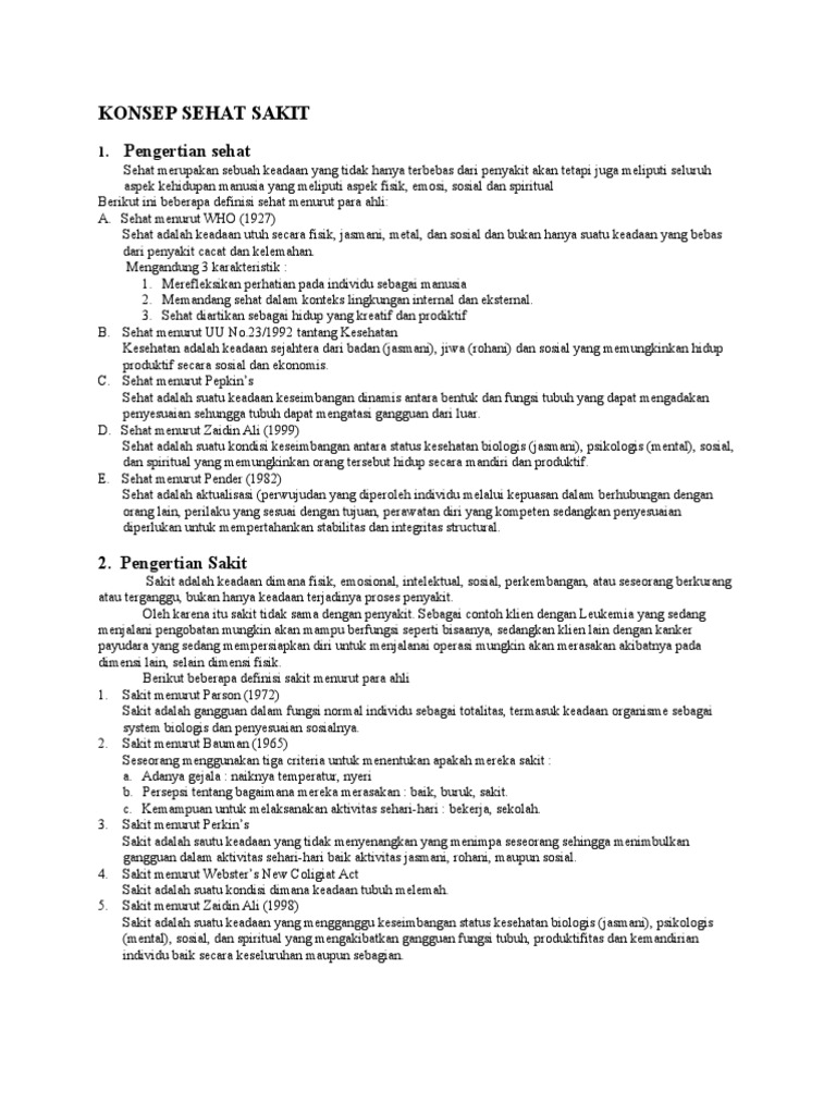 Konsep Sehat Sakit | PDF | Gaya Hidup