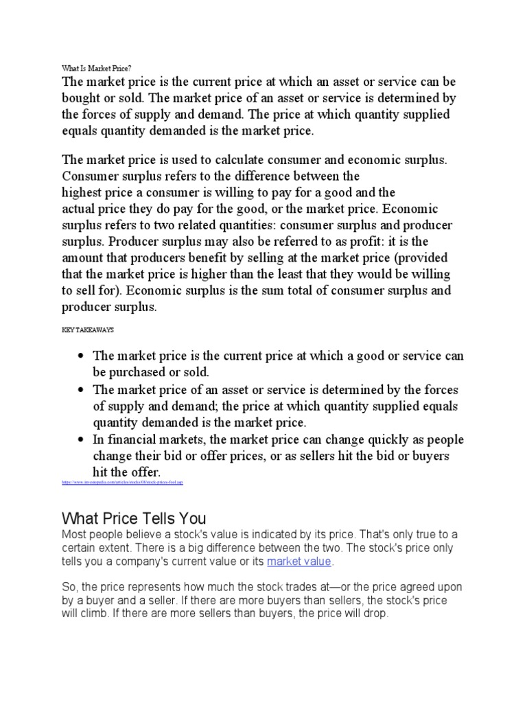 What Is Market Price | PDF | Finance & Money Management | Law