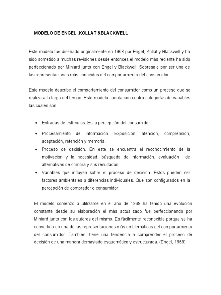 Modelo de Engel | PDF | Los consumidores | Comportamiento del consumidor