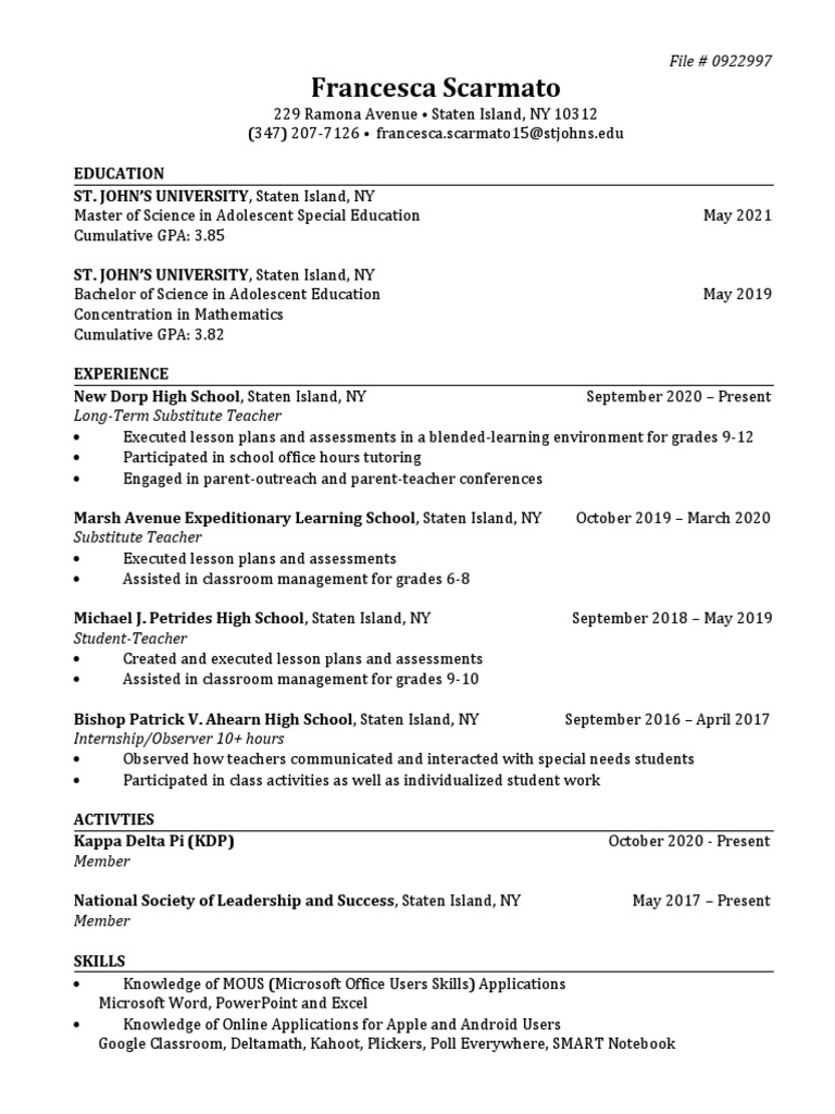Resume Eportfolio | PDF