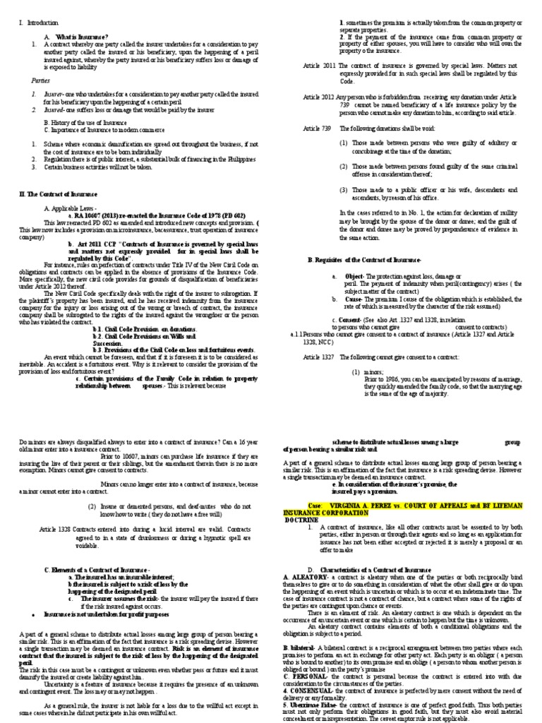 Insurance Notes | PDF | Surety | Insurance