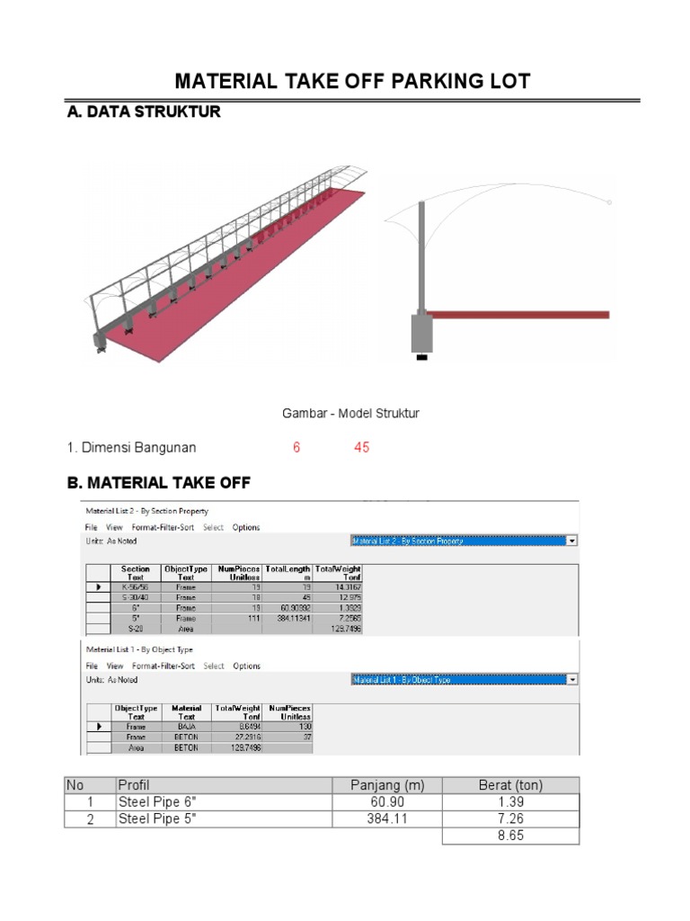 Material Take Off Parking Lot: A. Data Struktur | PDF