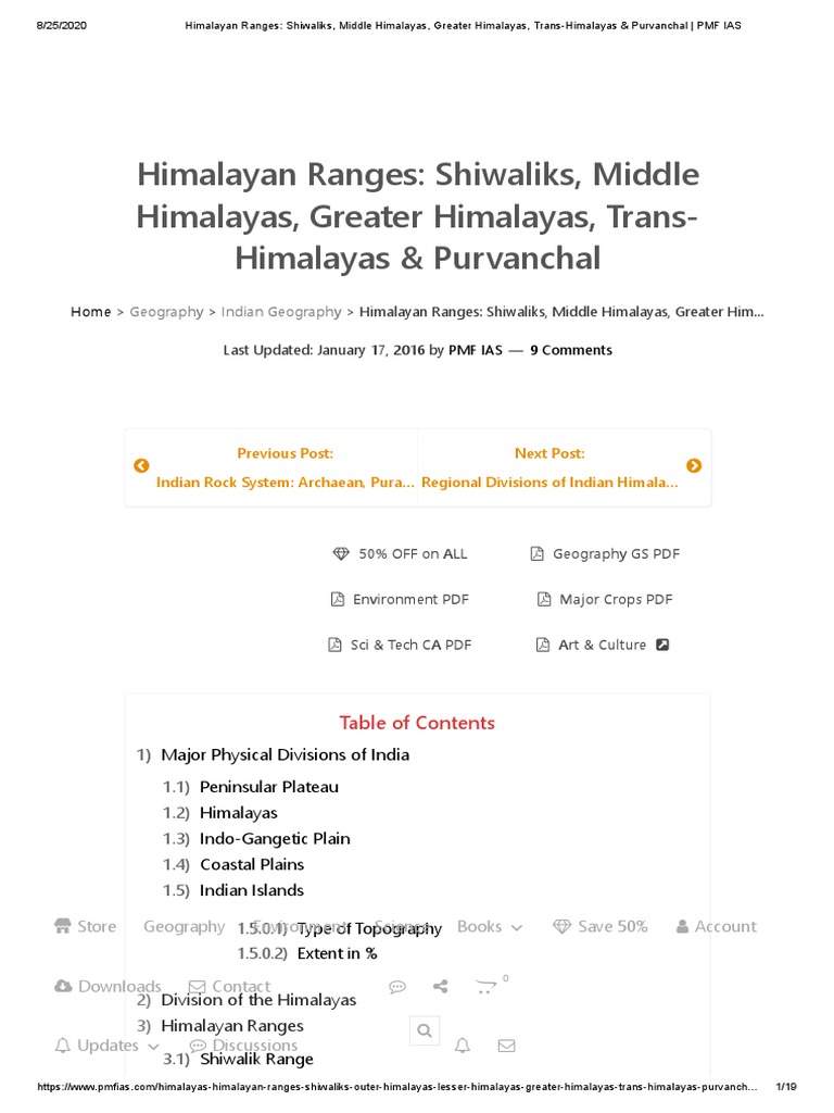 Himalayan Ranges - Shiwaliks, Middle Himalayas, Greater Himalayas ...