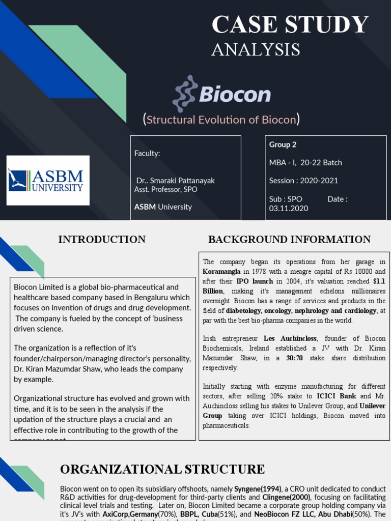 CASE STUDY ANALYSIS - Biocon | PDF | Business | Economies