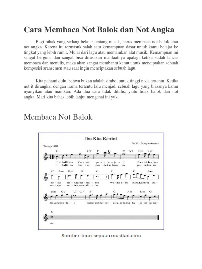 Panduan Membaca Not Balok dan Angka | PDF | Puisi