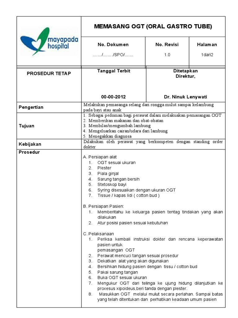 SOP Pemasangan OGT | PDF