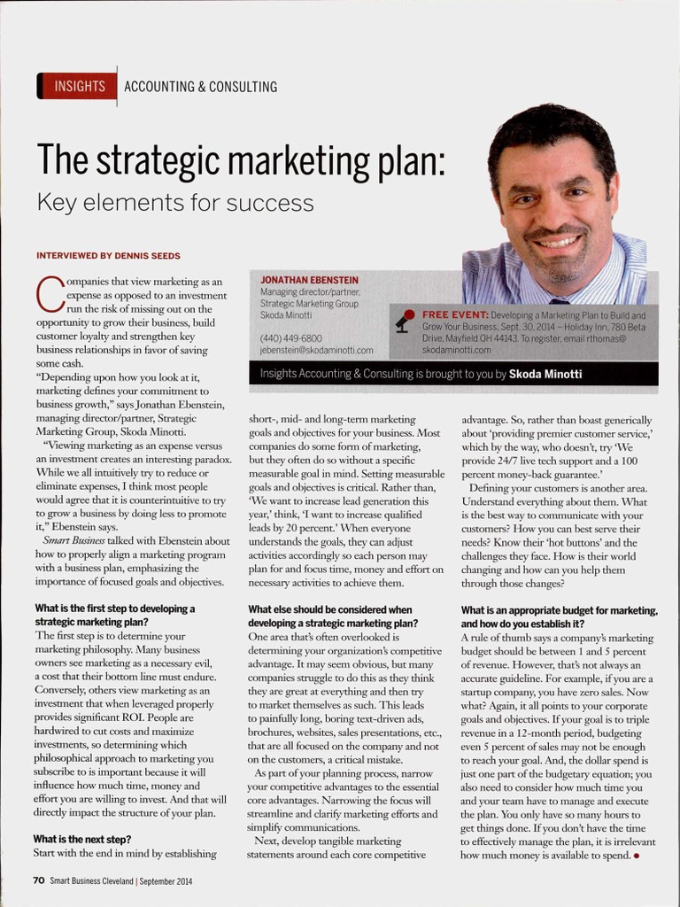 The Strategic Marketing Plan PDF | PDF | Marketing Strategy | Sales