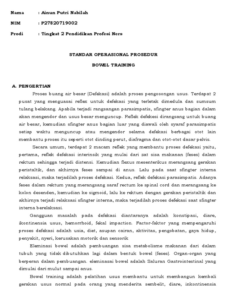 Mekanisme Bowel Training pada Defekasi | PDF