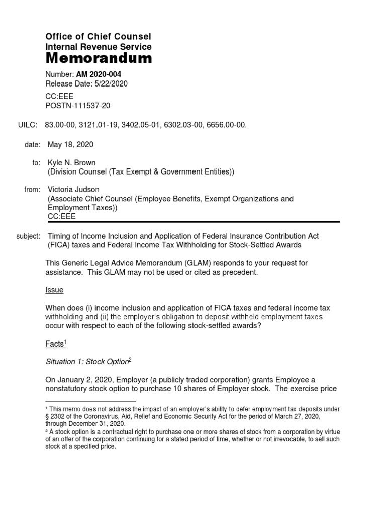 Tax Research Advice Memo | PDF | Withholding Tax | Federal Insurance ...