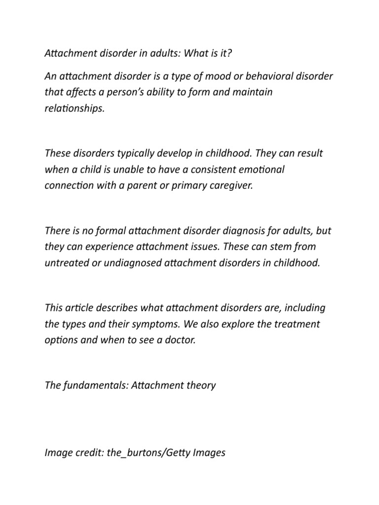 Understanding Adult Attachment Disorders | PDF | Attachment Theory ...