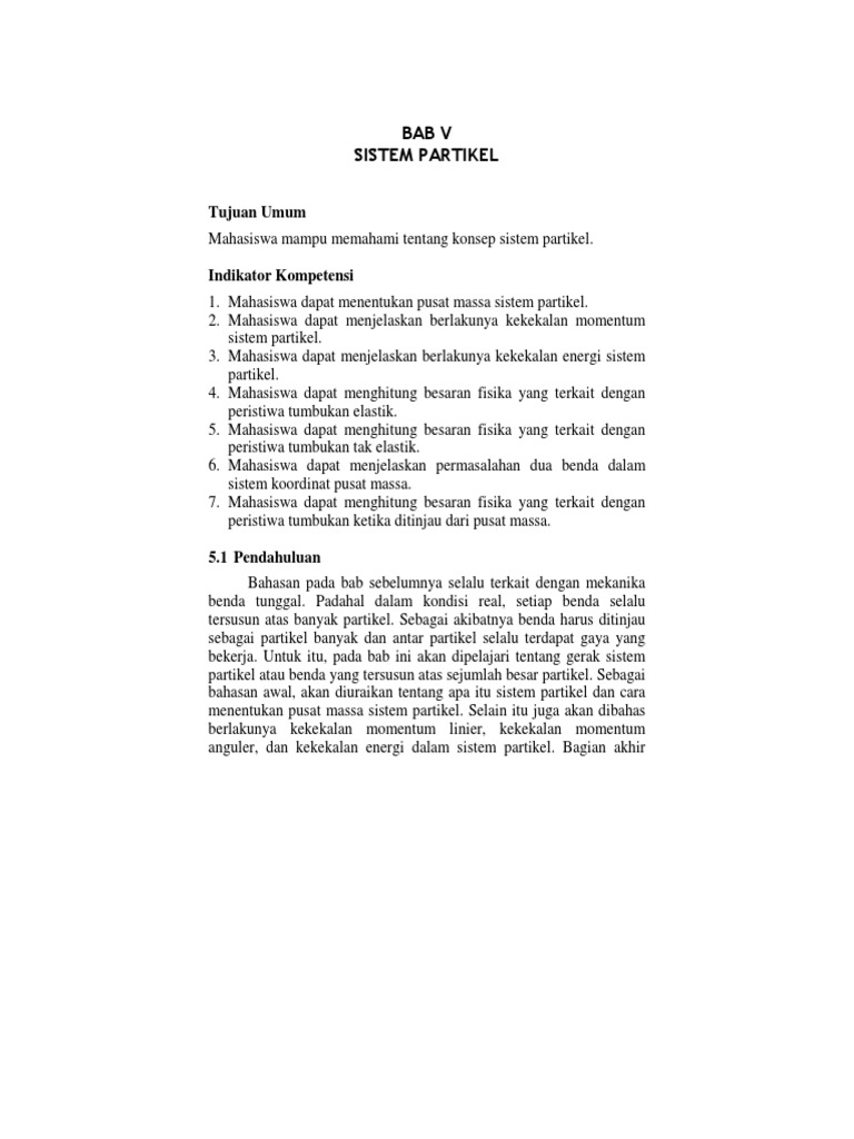 Sistem Partikel dan Pusat Massa | PDF | Sains & Matematika
